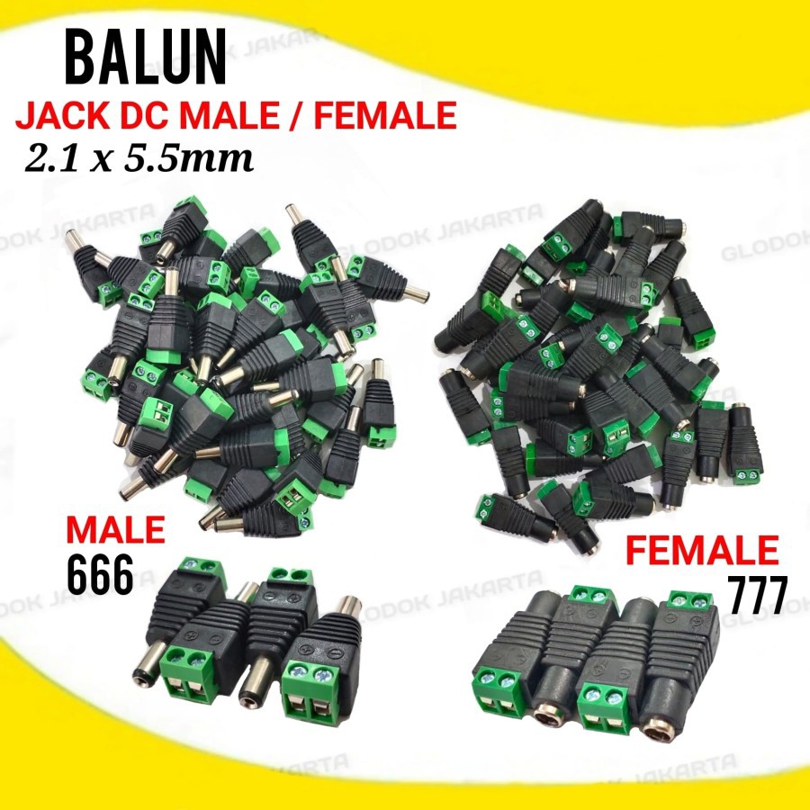 Jual Jack BNC Balun DC Baut Jantan Betina 2.1x5.5mm Male Female Socket ...