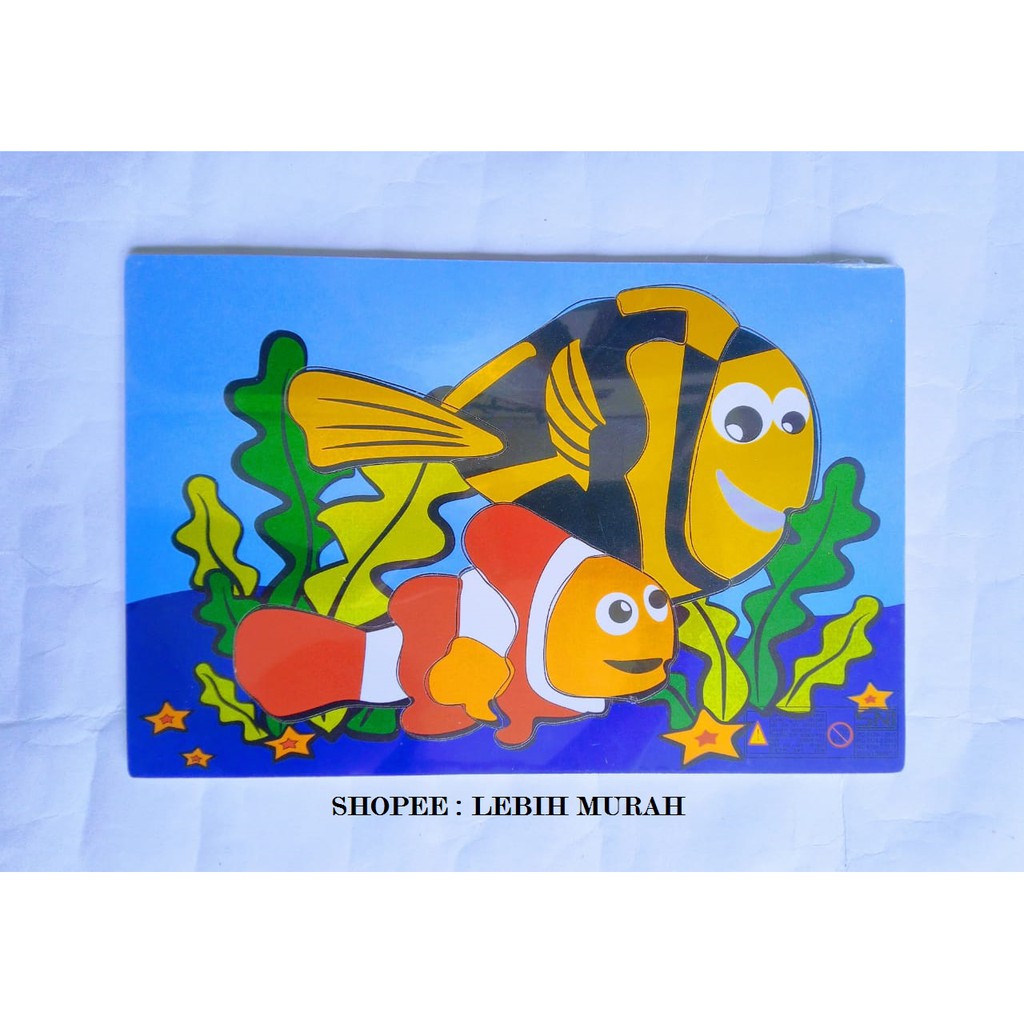Jual Mainan Edukasi Anak Puzzle Kayu SNI Gambar Hewan Laut Binatang ...