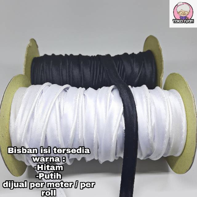 Jual Bisban Isi / Lis Baju Putih & Hitam (Meteran) | Shopee Indonesia