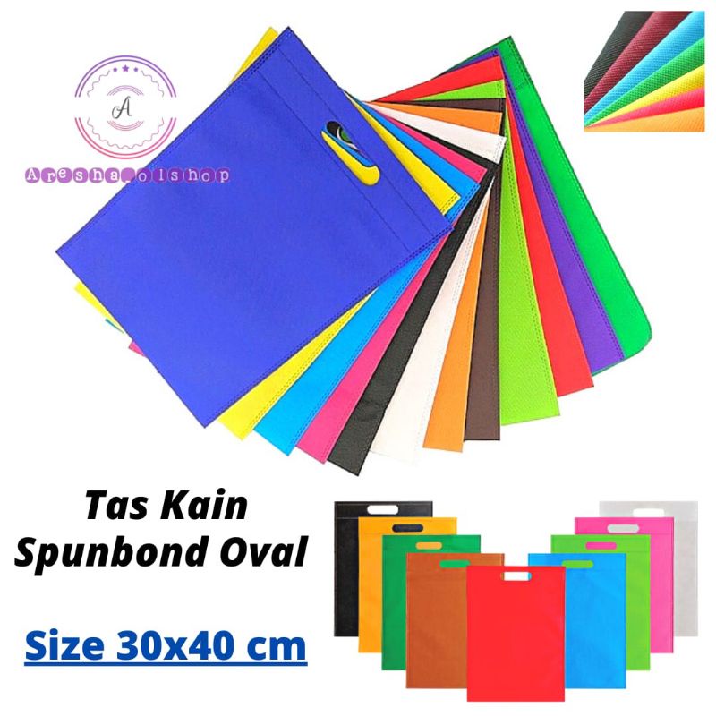 Jual Tas Kain Oval Goodie Bag Tas Spunbond Polos Dcut Ukuran 30x40 Cm ...