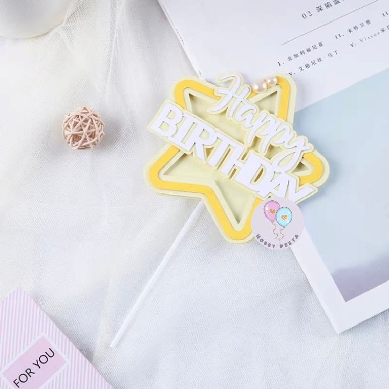 Jual CAKE TOPPER HAPPY BIRTHDAY MOTIF BINTANG PASTEL / TUSUKAN HIASAN ...
