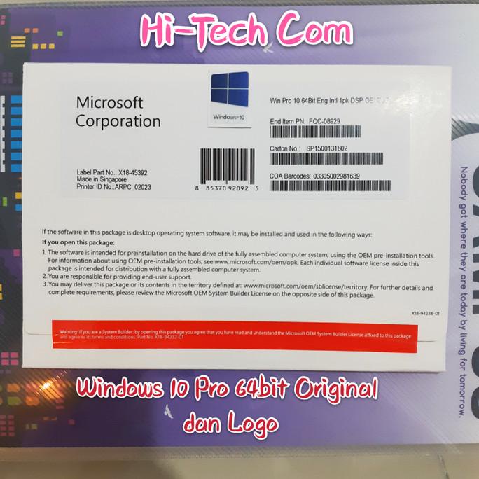 Jual JUAL Windows 10 Pro 64bit Original dan Logo | Shopee Indonesia