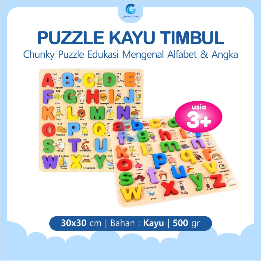 Jual Puzzle Kayu Anak Timbul Puzzle Chunky Alfabet Huruf Puzzle Kayu ...