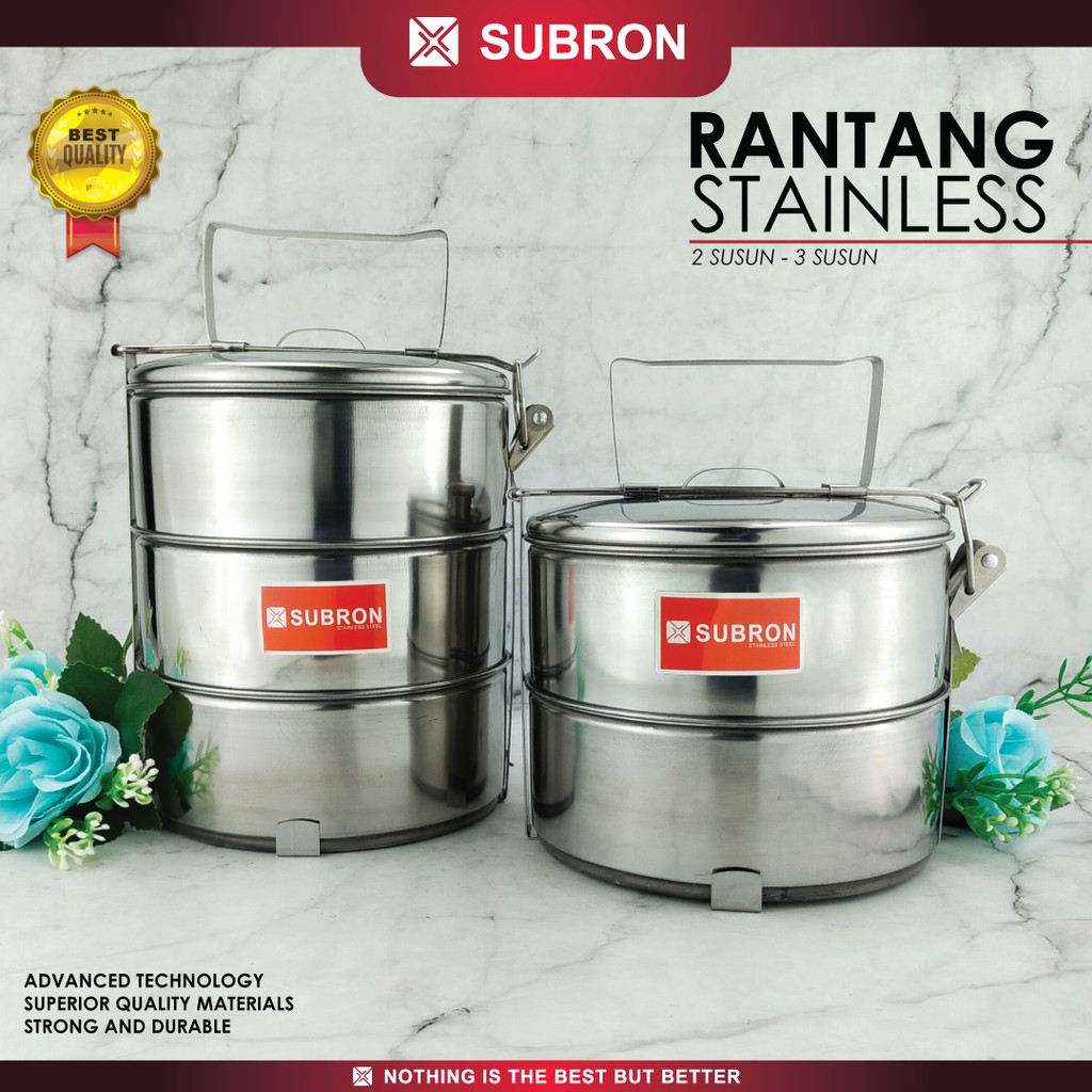 Jual SUBRON Rantang Stainless 2 susun 3 susun diameter 14cm tempat ...