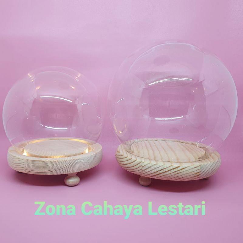 Jual GLASS DOME LED KUBAH KACA LED WOODEN BASE KAYU DENGAN KAKI ...
