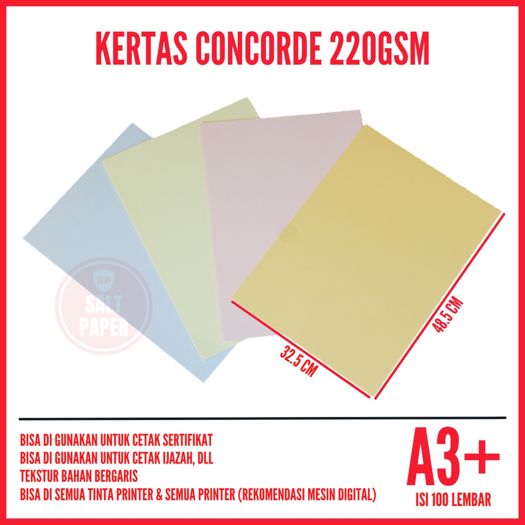 Jual Concorde A3 Plus 220 gr isi 100 lembar / Kertas Piagam A3 Plus ...