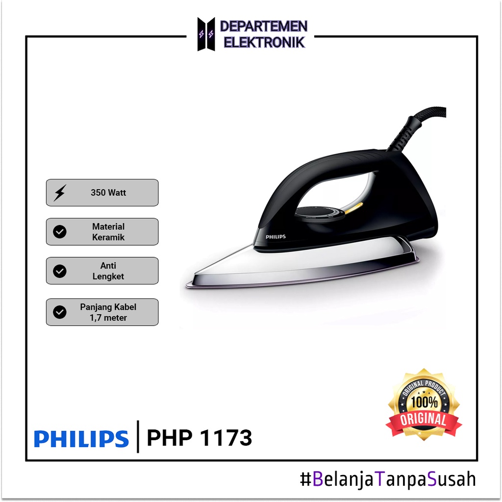 Jual Setrika Philips HD 1173/80 BLACK MURAH BANGET / GARANSI RESMI ...