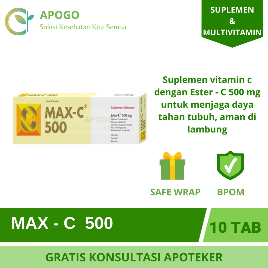 Jual MAX C 500 1 STRIP ISI 10 TABLET | Shopee Indonesia