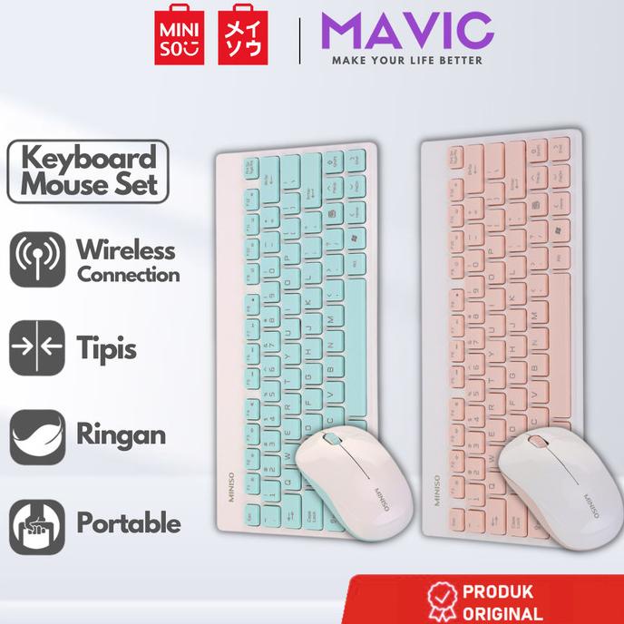 Jual Miniso Keyboard Mouse Combo Set Multimedia Wireless Keyboard ...