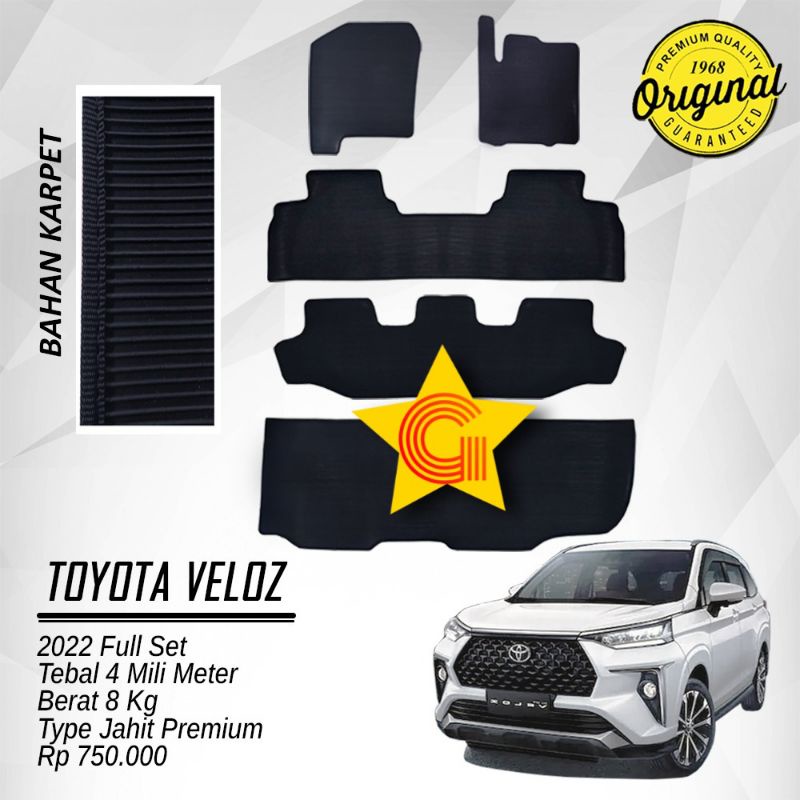 Jual Karpet Toyota Veloz Q 2022 Premium Hitam Type Jahit Fullset ...