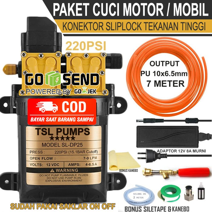 Jual Pompa Cuci Motor/Mobil TSL Pump 220PSI Konektor Slip Lock Selang ...