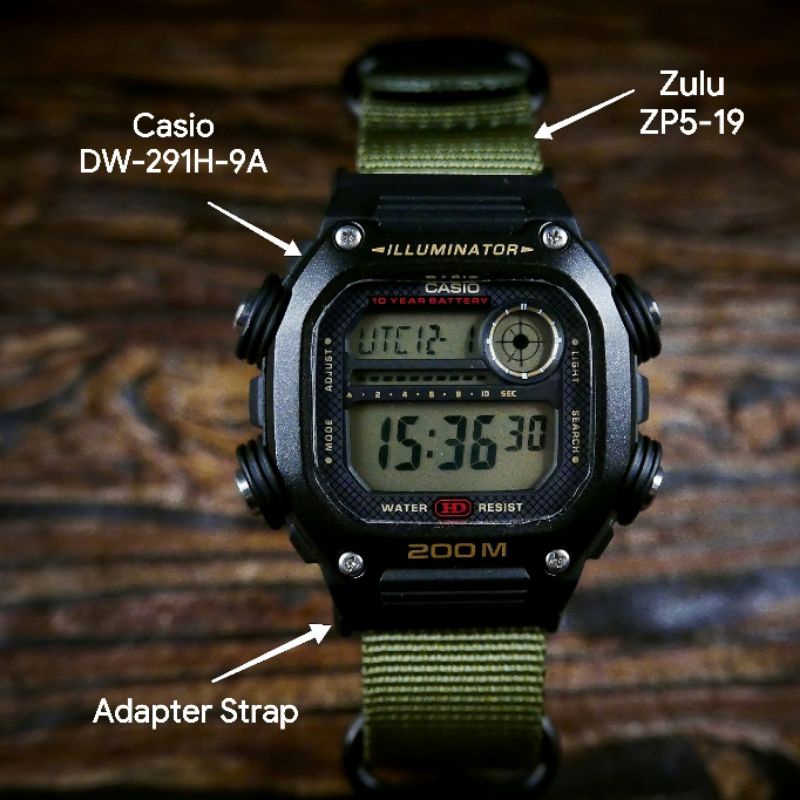 Jual Casio DW 291H 9AV ORIGINAL With Zulu Strap Ballistic (Fullset Box ...