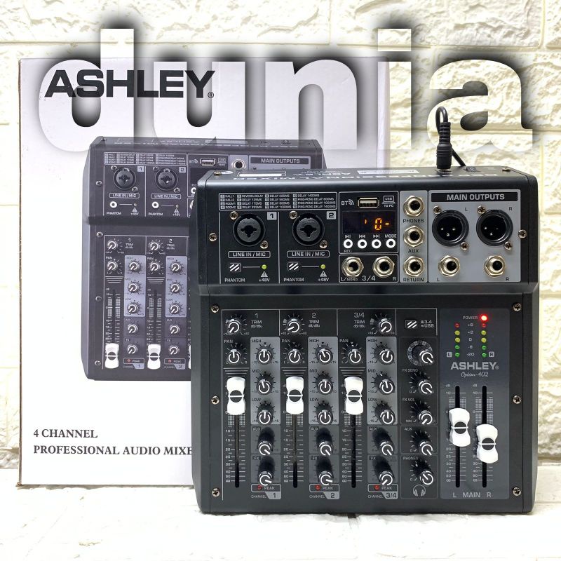 Jual Mixer Ashley Option 402 Original 4 Channel PC Soundcard - Bluetooth | Shopee Indonesia