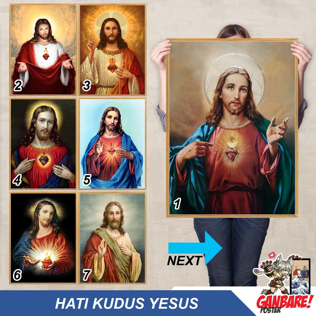 Jual Gambar Poster Lukisan Hati Kudus Yesus / Sacred Heart of Jesus ...