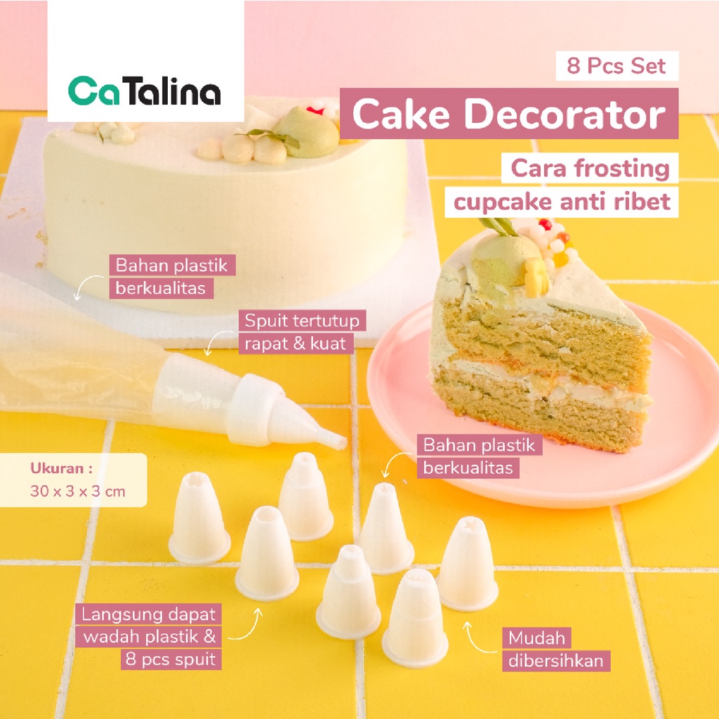 Jual 8 Pcs Icing Pipping bag Set + Spuit Cake IMPORT Alat dekorasi kue ...