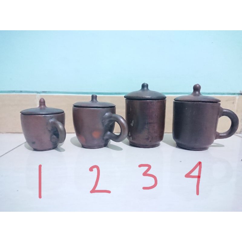 Jual CANGKIR GELAS POCI GERABAH TANAH LIAT NO : 1 ( 3 pcs ) TEMBIKAR ...