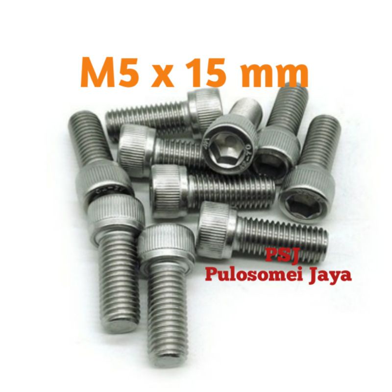 Jual Baut L M5 x 15 MM Stainless 304 / Hex Socket Head Cap Screw ...