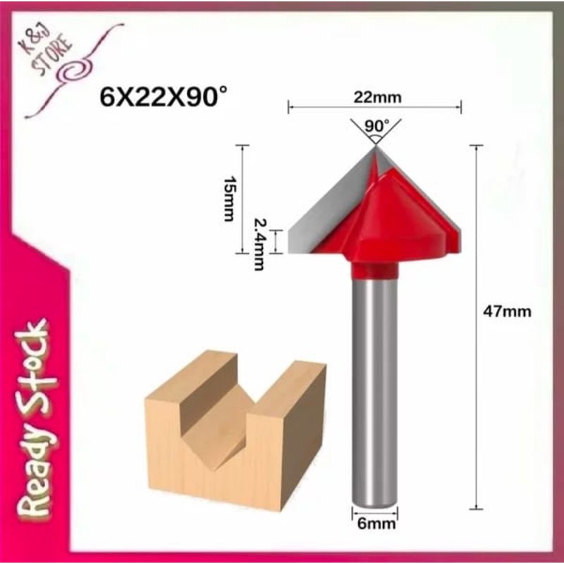 Jual Mata Pisau Profil CNC Engraving V Groove Router Bit Woodworking ...