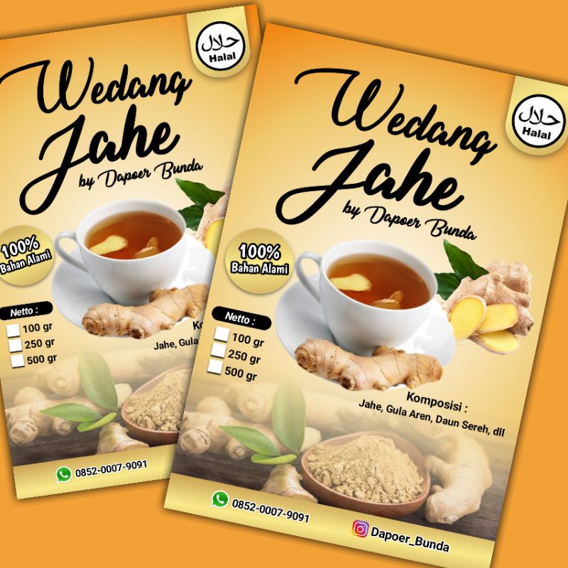 Jual Minimal Order 100 Pcs Stiker Label Kemasan Stiker Wedang Jahe