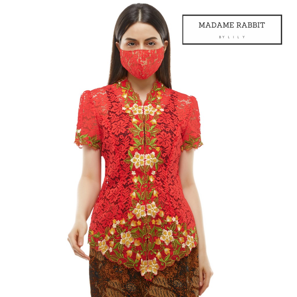 Jual MADAME RABBIT / Kebaya Modern / Kebaya Merah Bordir Halus Jahit ...