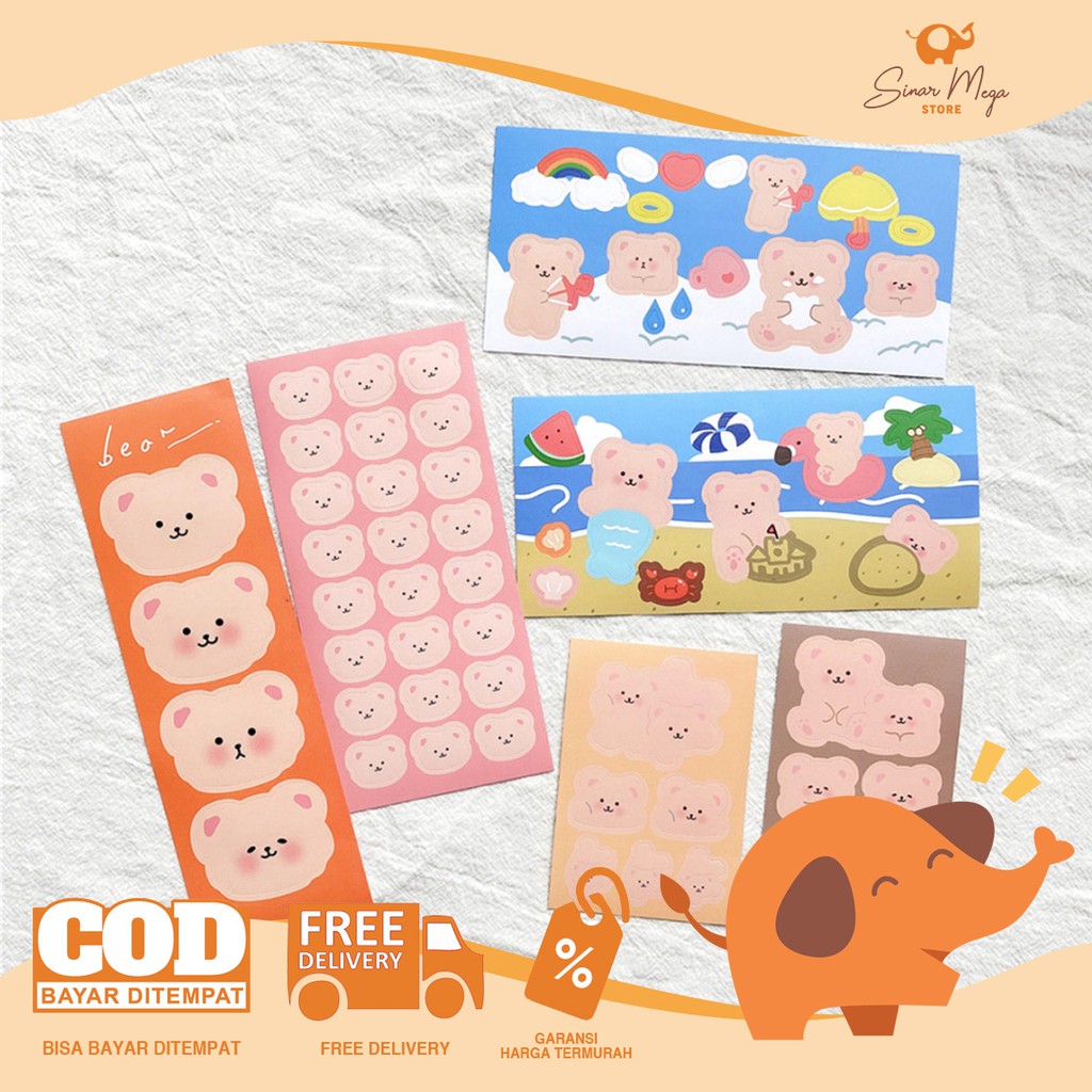 Jual Sweet Teddy Bear Diary Deco Stickers / Sticker Stiker Kertas Motif ...