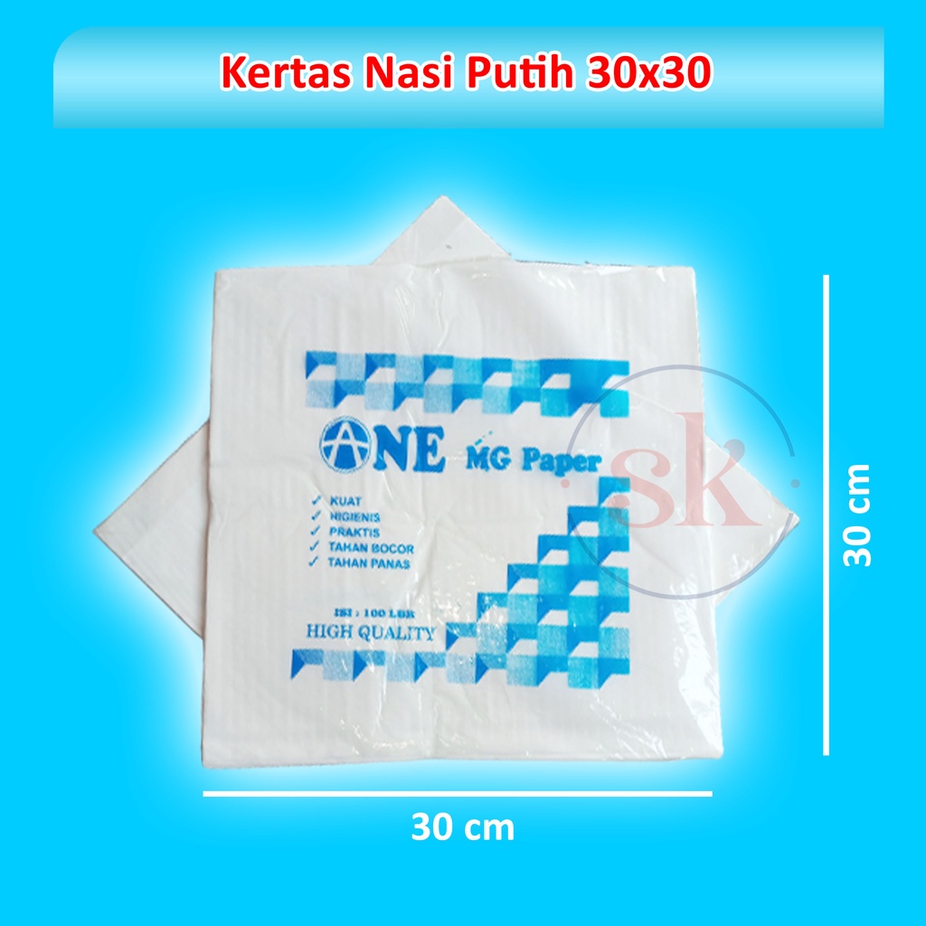 Jual (ISI 100) Kertas Nasi Putih Food Grade 30 x 30 br | Shopee Indonesia