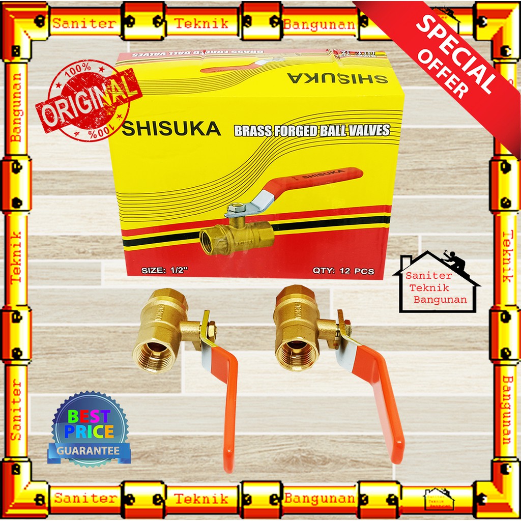 Jual Ball Valve Stop Kran Kuningan Shisuka 1/2" 3/4" 1" Inch | Shopee Indonesia
