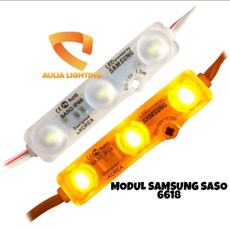 Jual Lampu Led Modul Samsung 12v Lensa 6618 Saso IP68 Putih Kuning neon box plafon 3 mata ...
