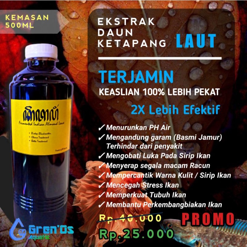 Jual Ekstrak Daun Ketapang Laut Pantai 500ML Obat Vitamin Ikan Anti ...