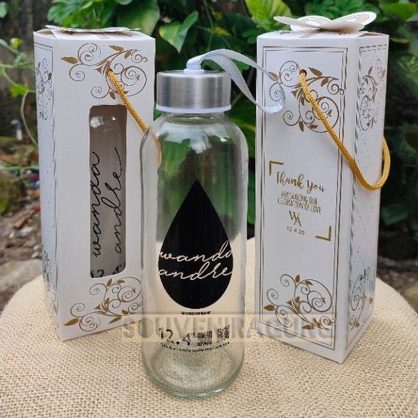 Jual Souvenir botol tumbler kaca + custom + kemas box + souvenir ...