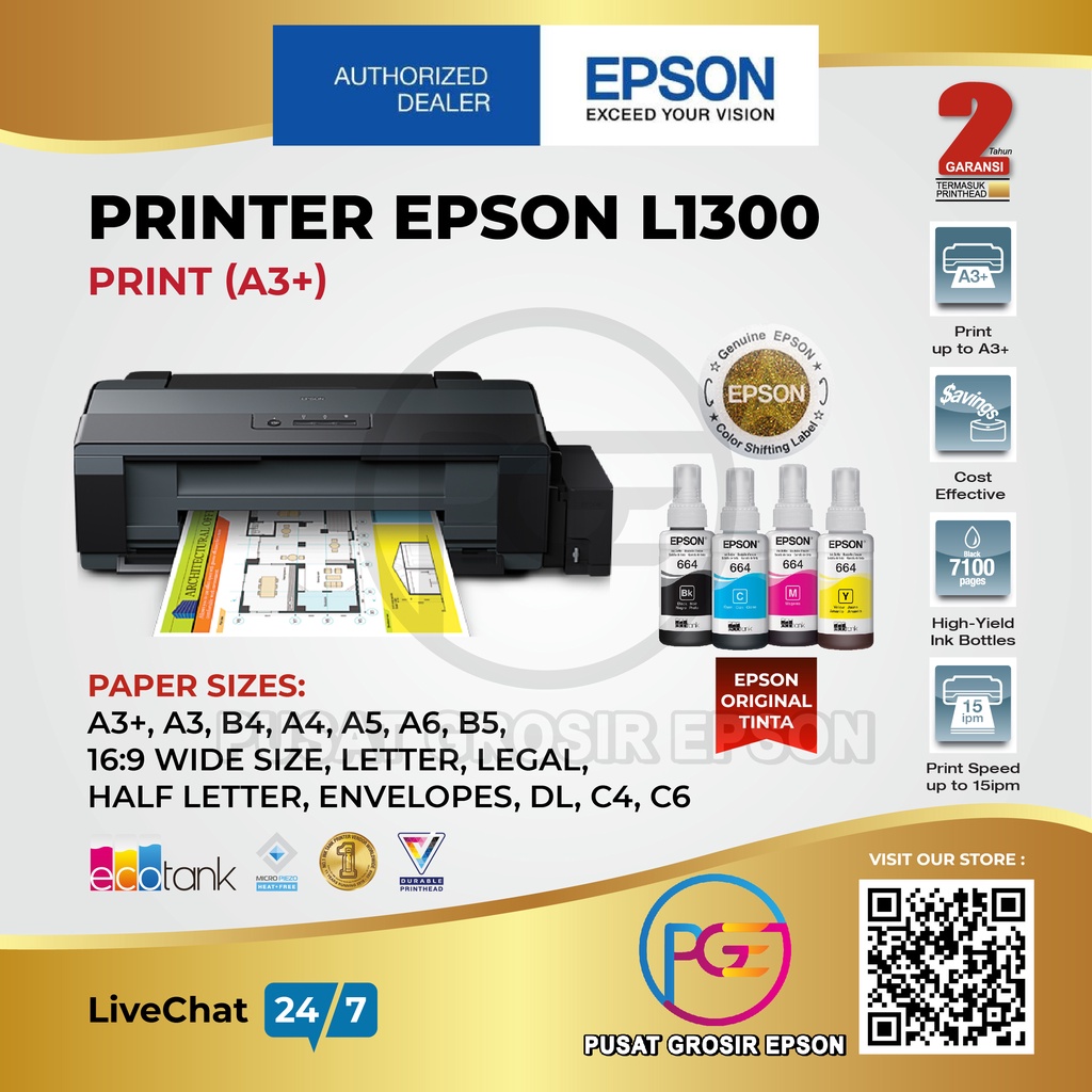 Jual PRINTER EPSON A3+ L1300 L-1300 L 1300 ORIGINAL DAN GARANSI REMI | Shopee Indonesia