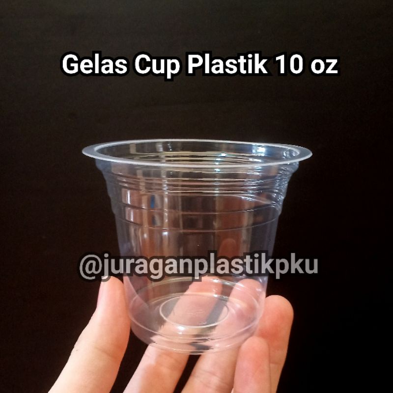Jual Gelas Cup Plastik Datar 10 oz isi 50 pcs/pack | Minuman Bubur Kacang Hijau 10oz 300ml 300 ...