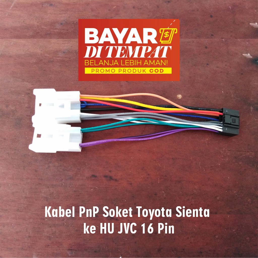 Jual Kabel PnP Soket Toyota Sienta ke Soket JVC 16 Pin Head Unit ...