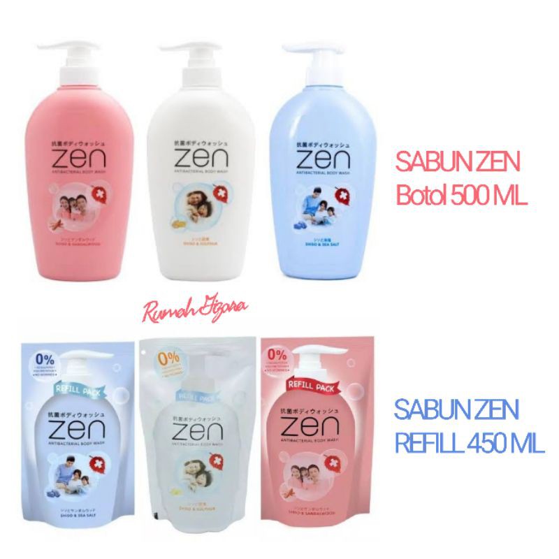 Jual ZEN SABUN MANDI CAIR BOTOL 480ML IIIII&IIII ZEN REFILL 400 ML ...