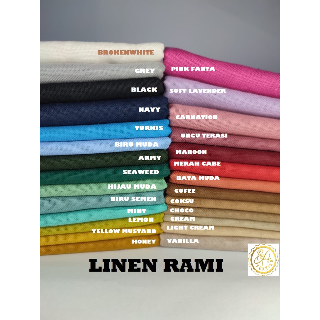 Jual 1/2 meter Kain katun linen rami /Bahan Rami polos Kualitas Premium ...