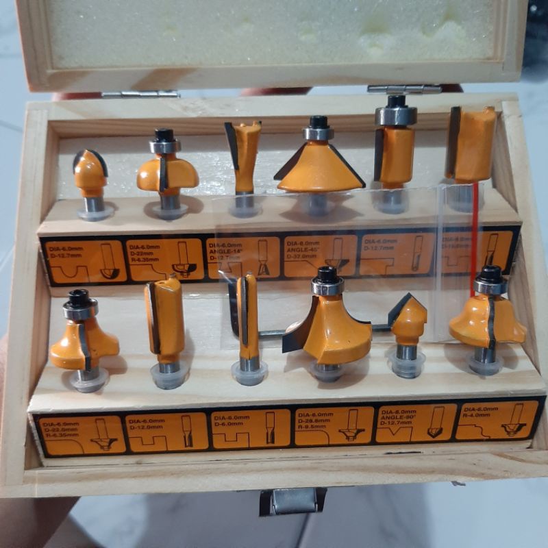 Jual Mata Router Profil Ttrimmer Bit Set 12 Pcs INGCO AKRT1201 | Shopee ...