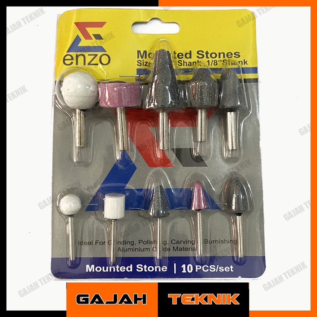 Jual ENZO Mounted Stone Set 10 Pcs Batu Gerinda Mini Osco Mata Tuner 3,6 mm | Shopee Indonesia