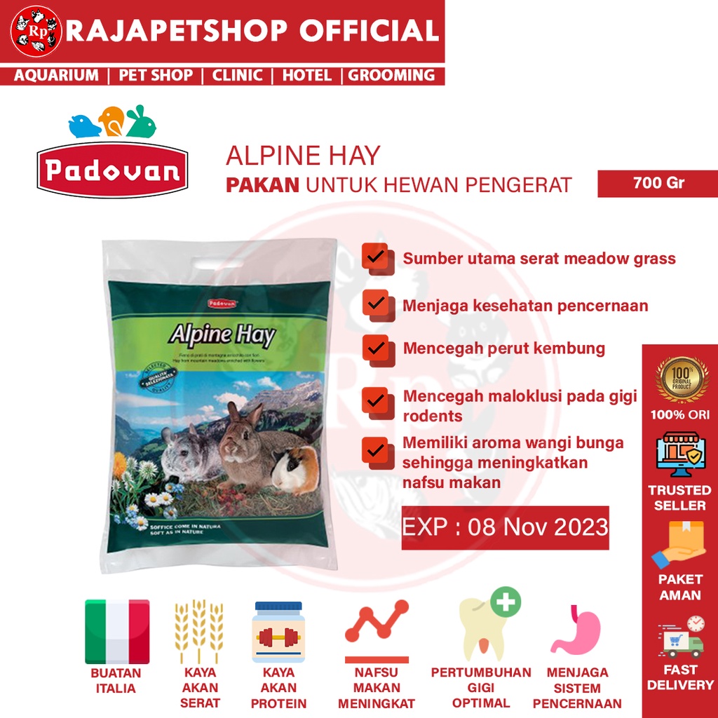 Jual PADOVAN RODENT FOOD ALPINE HAY MAKANAN RUMPUT KERING HAY KELINCI ...