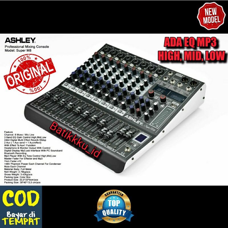 Jual MIXER AUDIO ASHLEY SUPER M8 COMPRESSOR SUPERM8 SUPER M 8 ORIGINAL WITH COMPRESSOR BLUETOOTH ...