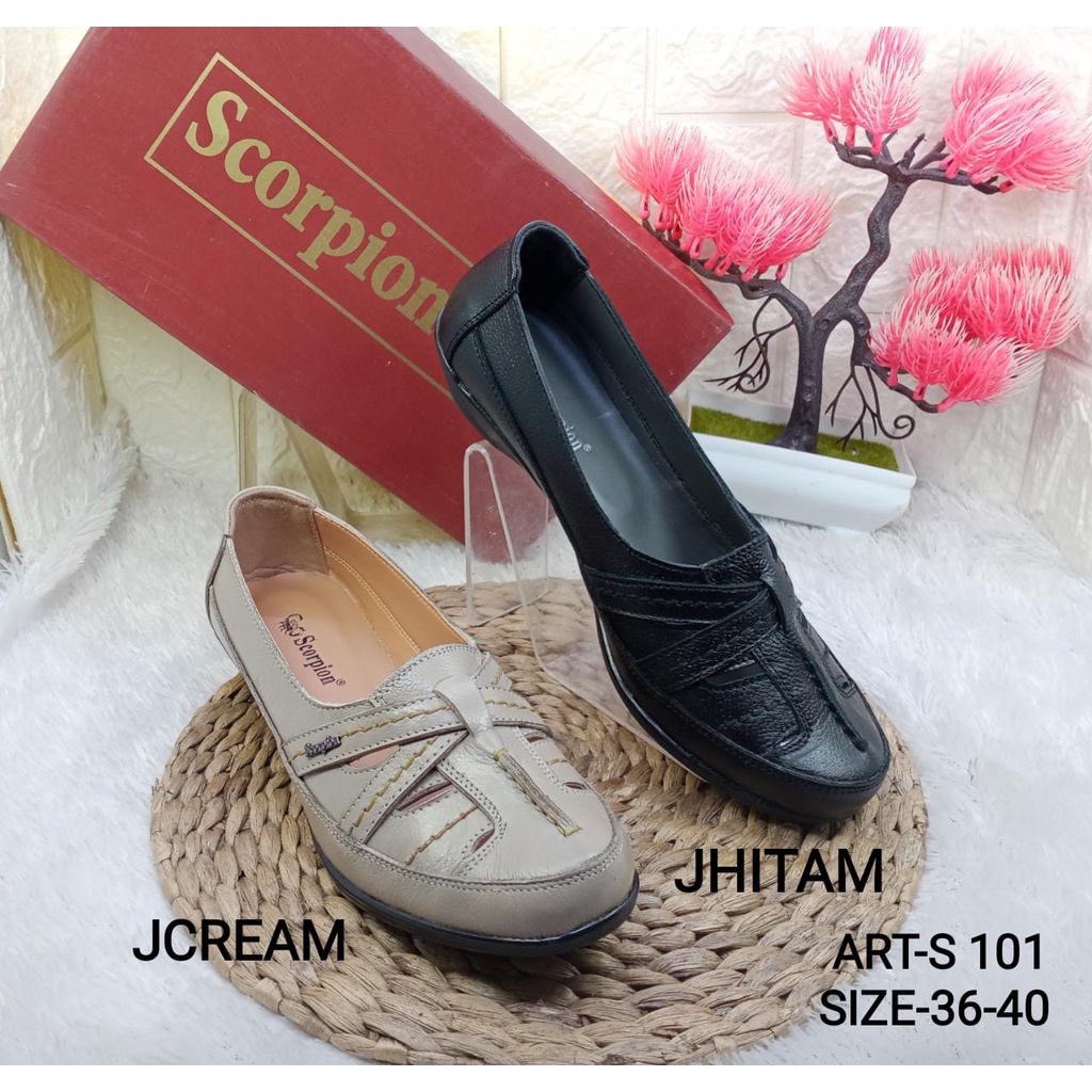 Jual SEPATU KULIT ASLI WANITA SCORPION 101 | Shopee Indonesia