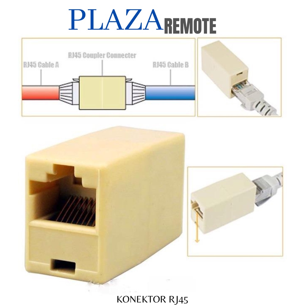 Jual BAREL KONEKTOR RJ45 LURUS CREAM CAT5 CAT5S CAT6 COUPLER FEMAIL TO ...