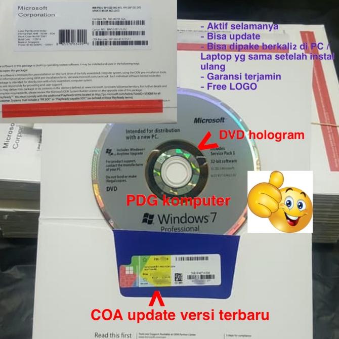 Jual WINDOWS 7 PROFESSIONAL 32/64 BIT SP1 OEM LIFETIME FULLPACK ...