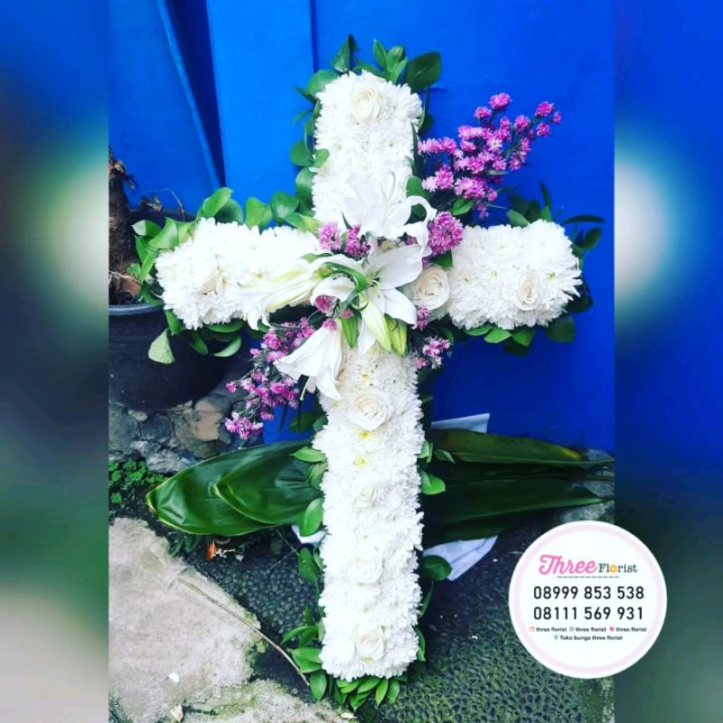 Jual karangan bunga salib duka cita / bunga salib / bunga salib ucapan ...