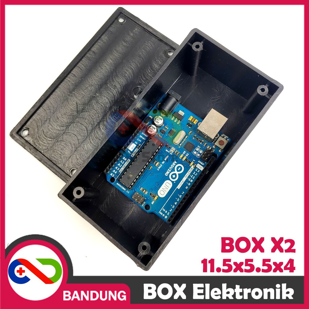 Jual BOX ELEKTRONIK X2 KOTAK RANGKAIAN ARDUINO 11.5x5.5x4 CASING BLACK ...