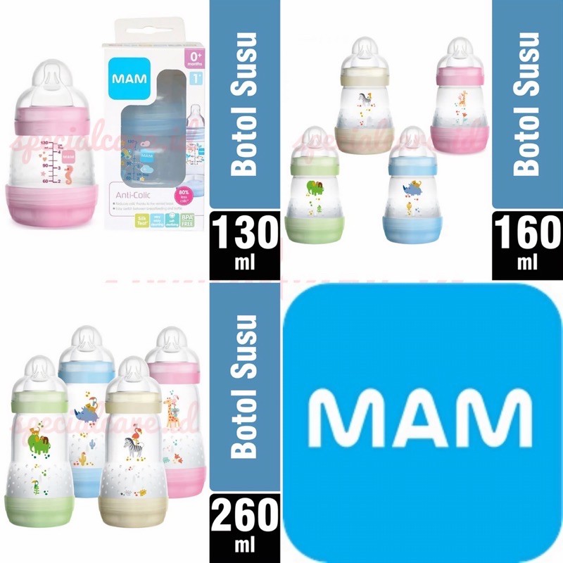 Jual MAM Anti Colic Bottle 130ml, 160 ml, 260ml (Botol Susu) | Shopee Indonesia