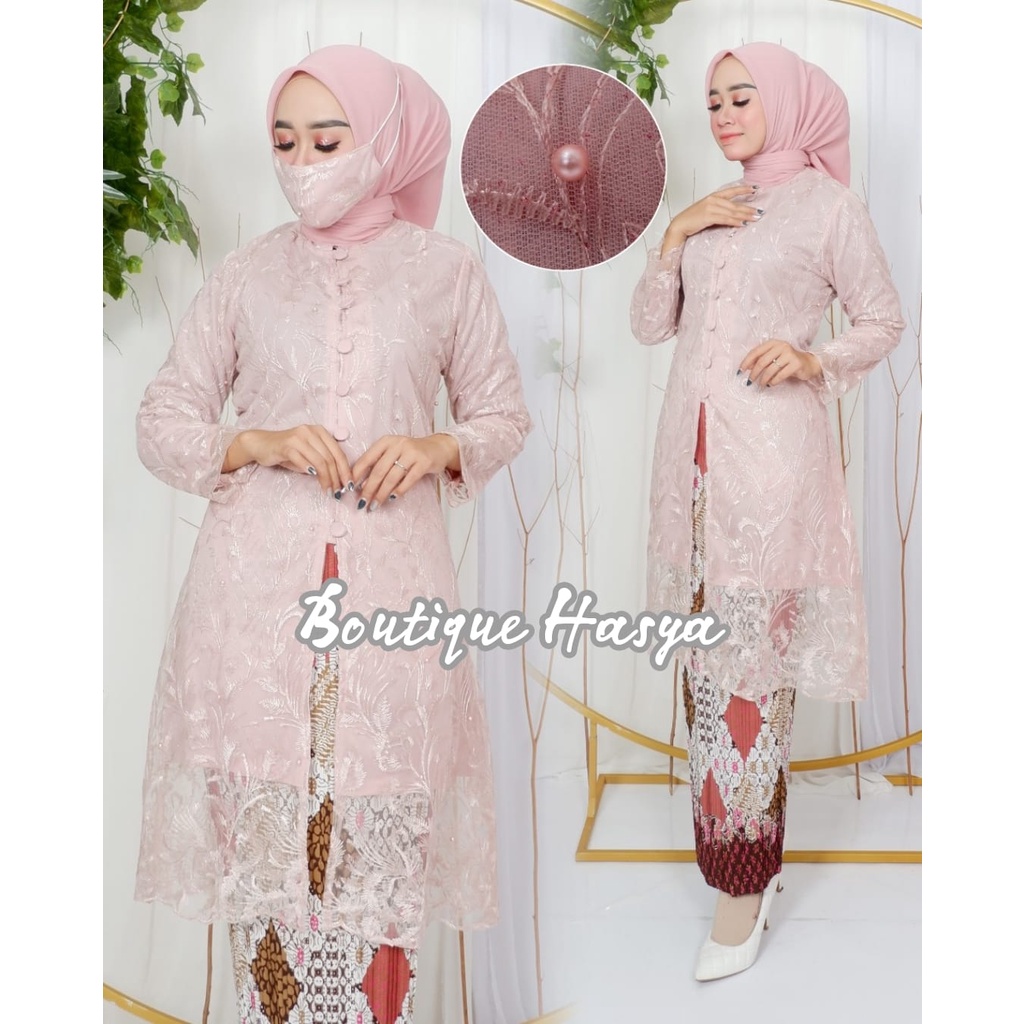 Jual One Set Kebaya Tunik Kancing Depan Tunik Brokat kebaya Modern ...