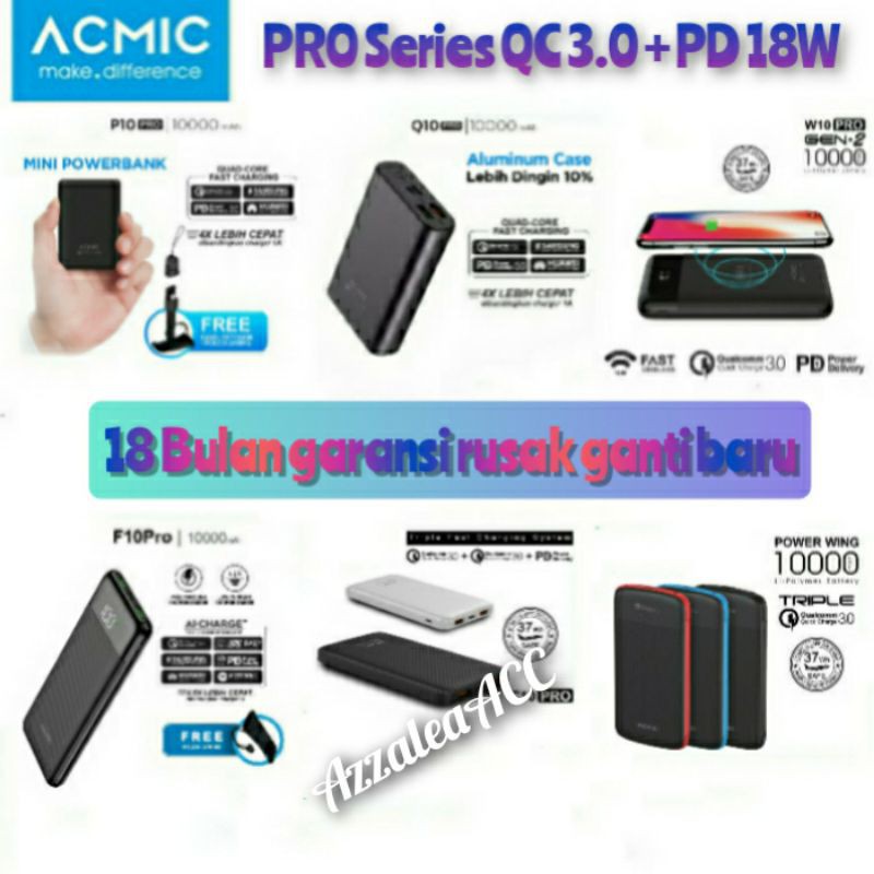 Jual PowerBank Acmic P10PRO Q10PRO C10PRO F10PRO W10PRO Power Wing 10000mAh Quick Charge 3.0 ...