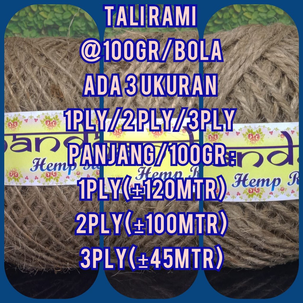 Jual Tali Rami / Benang Rami / Hemp Rope / Tali Goni / Tali Mendong ...