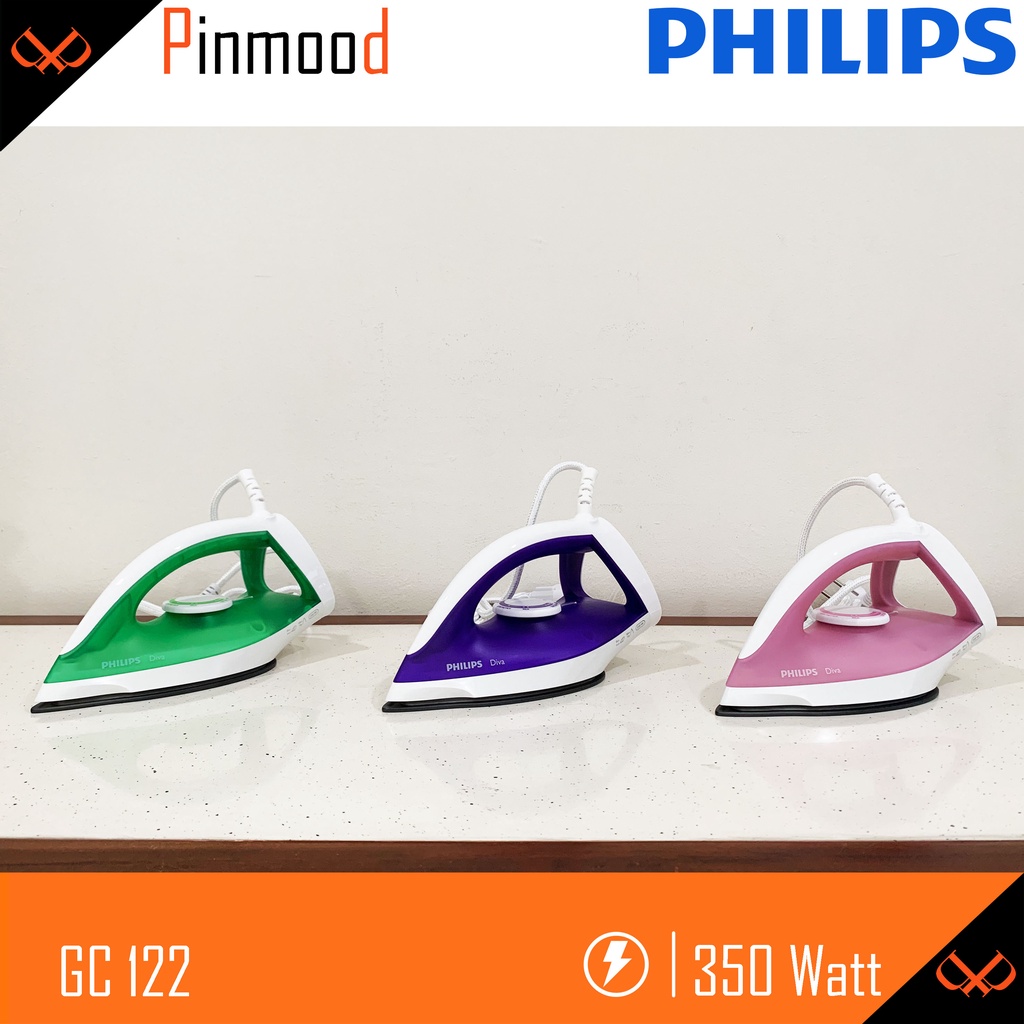 Jual PHILIPS SETRIKA LISTRIK GC-122 [ 350 WATT ] DIVA DRY IRON GOSOKAN BAJU ANTI LENGKET GARANSI ...