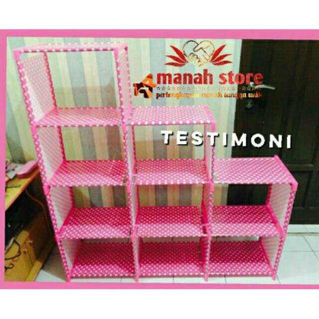 Jual Rak buku lemari buku 3 sisi susun tangga rak serbaguna portable ...